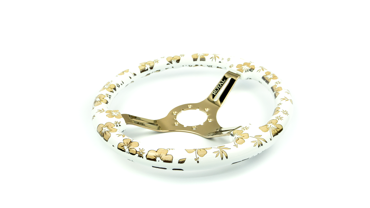 Halo w/ Hibiscus Etch on Copper Spokes - 350mm - Grip Royal